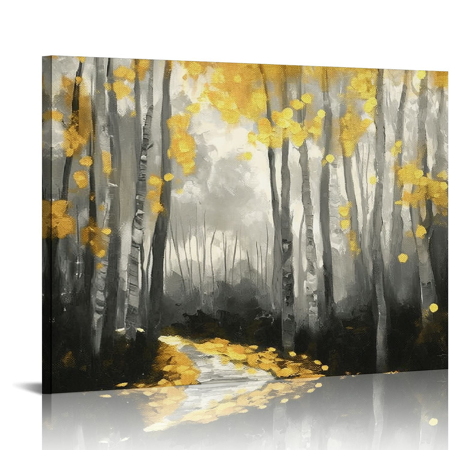 Abstract Tree Canvas Wall Art: Large Birch Forest Scenes Picture Modern ...
