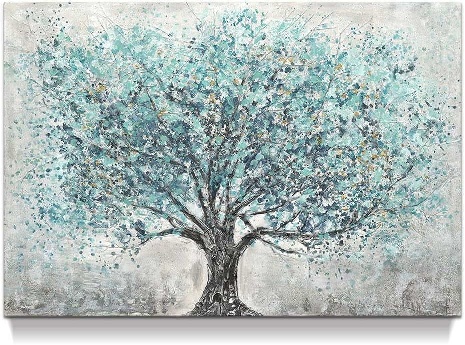 Abstract Tree Canvas Wall Art: Tree Landscape Picture Blue Painting ...