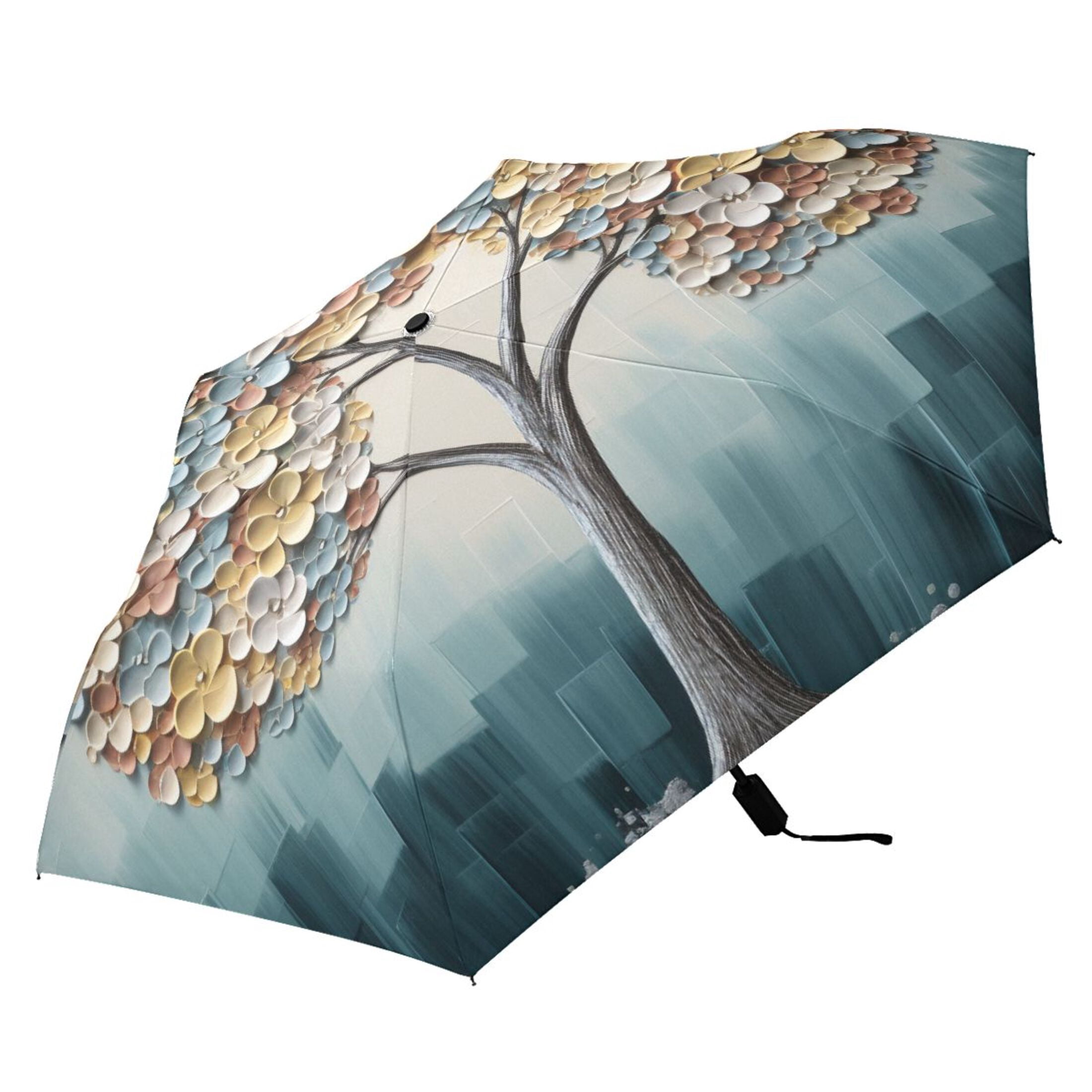 Abstract Tree Compact Folding Umbrella for Rain Windproof Travel ...