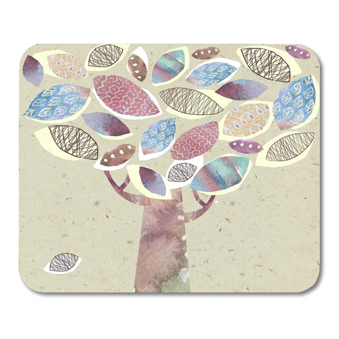 Abstract Tree Fall Foliage Collage Painting Leaf Pattern Illustrations ...