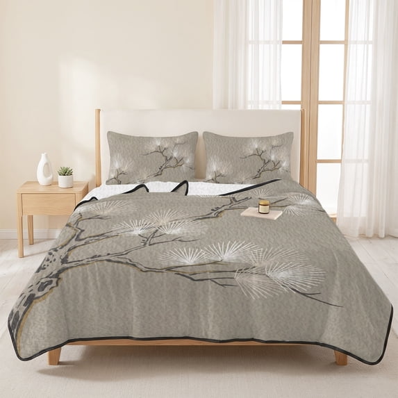 Abstract Tree Ink Lines 3 Pieces Quilt Set,1 Quilt with 2 Shams ...