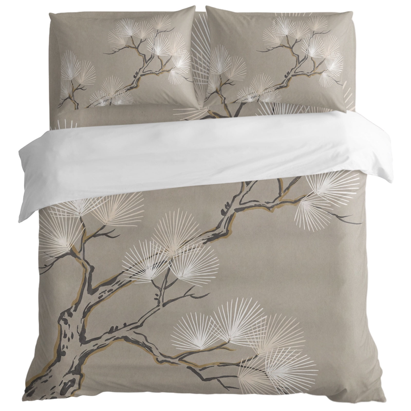 Abstract Tree Ink Lines King Size Bed Set,Oriental Zen Style Bedding ...