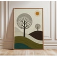 Abstract Tree Landscape Green Rolling Hills Minimal Nature Decor ...