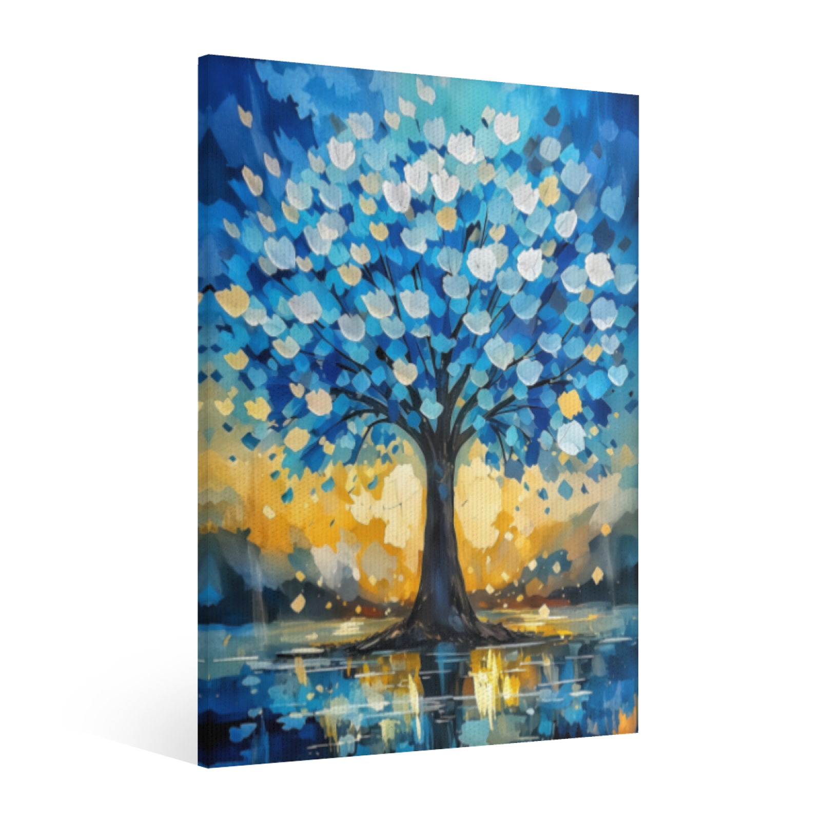 Abstract Tree of Life Canvas Wall Art, Colorful Textured Tree Painting ...