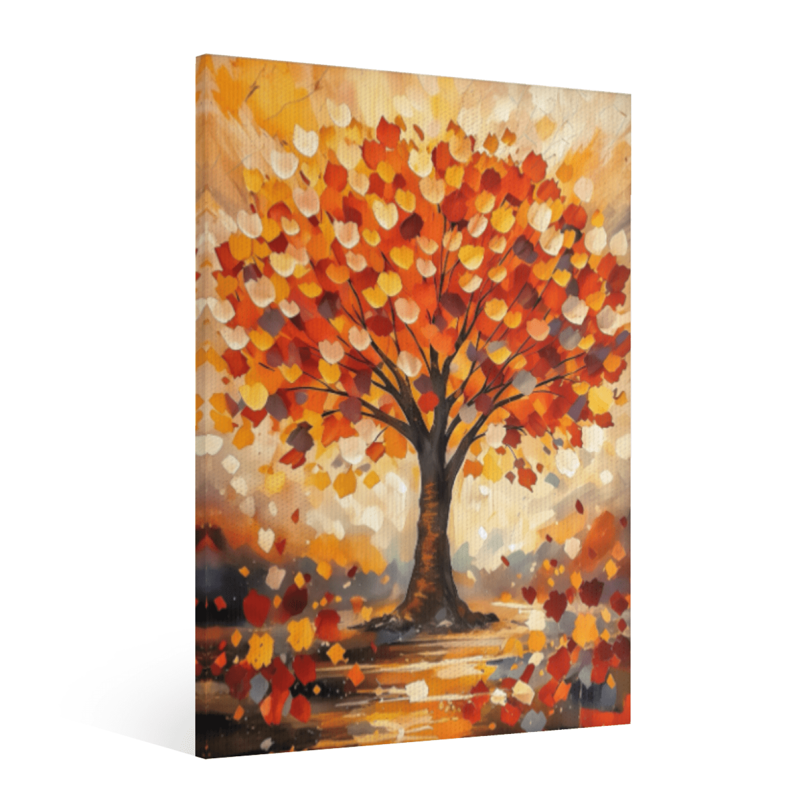 Abstract Tree of Life Canvas Wall Art, Colorful Textured Tree Painting ...