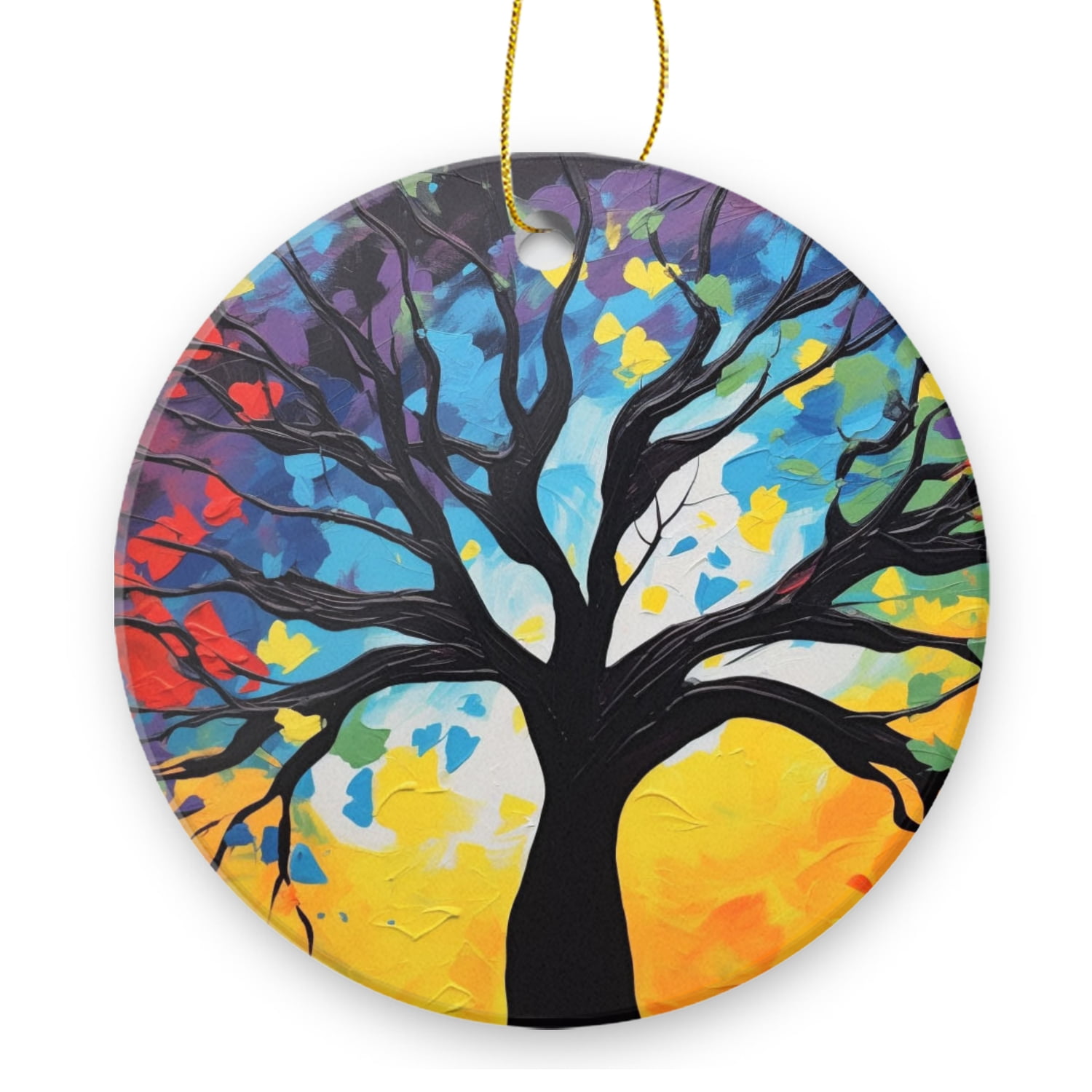 Abstract Tree of Life With Colorful Leaves - Christmas Ornament Xmas ...