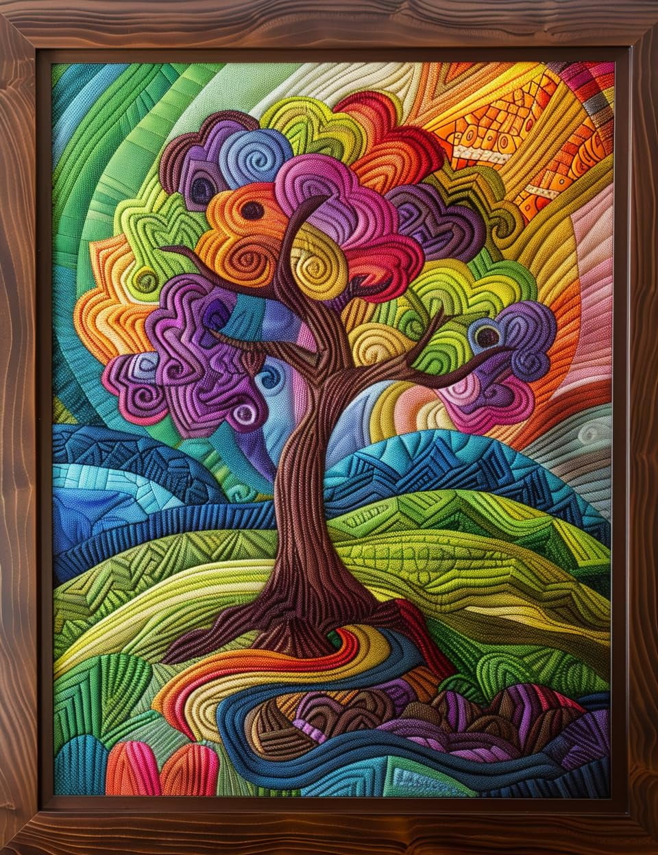 Abstract Tree of Life Vibrant Colors DIY 11CT Stamped Cross Stitch Kits ...