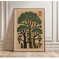Abstract Tree Roots Composition Vintage Linocut Style Paper Poster ...