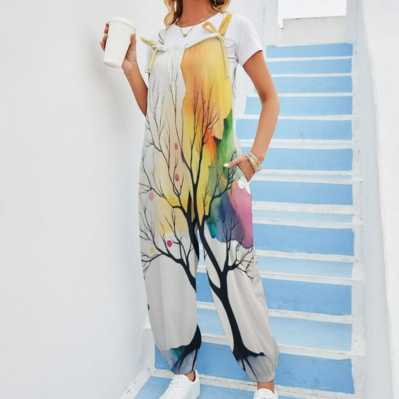 Abstract Tree Splash Art Womens Casual Baggy with Pockets Trousers ...
