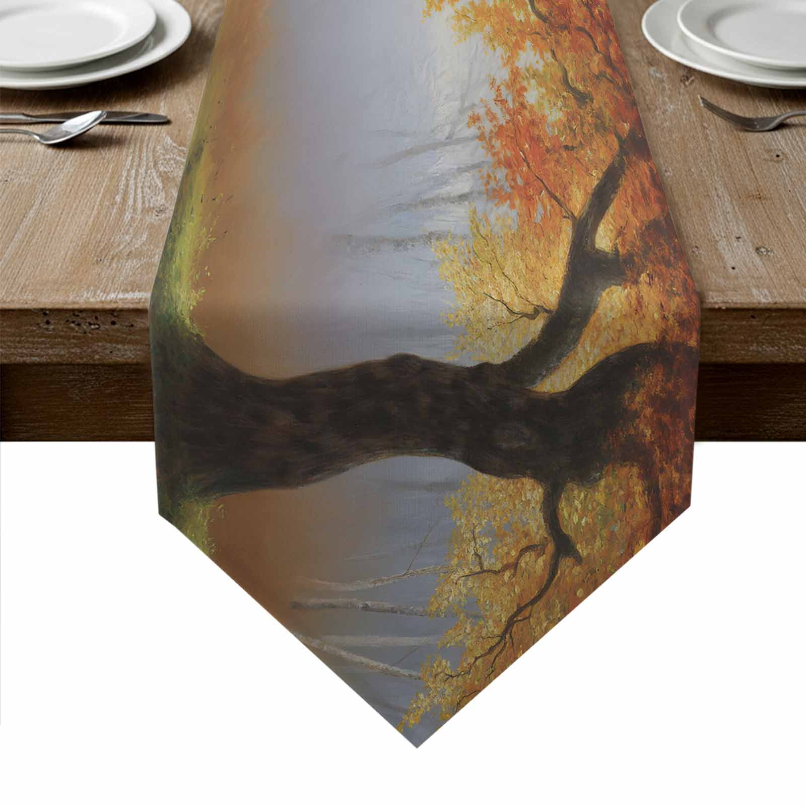 Abstract Tree Table Runner Linen Burlap Table Runner 72 Inches Long ...