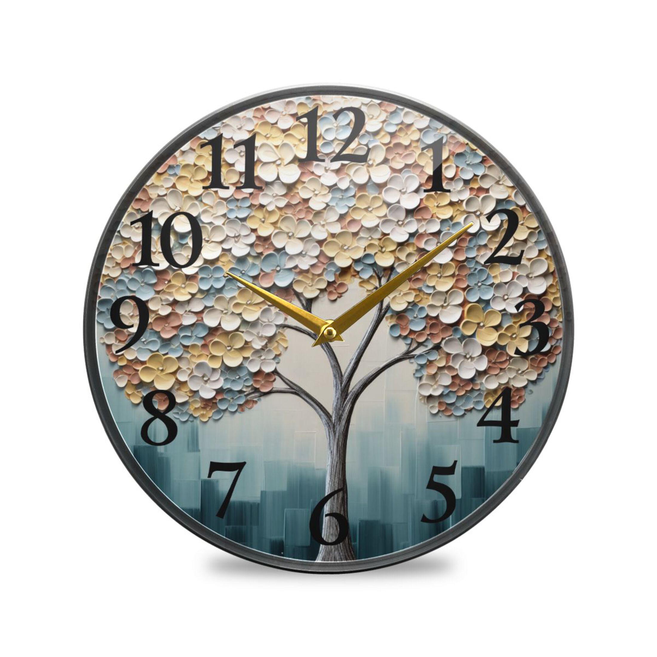 Abstract Tree Wall Clocks Battery Operated 9.5 Inch Round Clock Acrylic ...