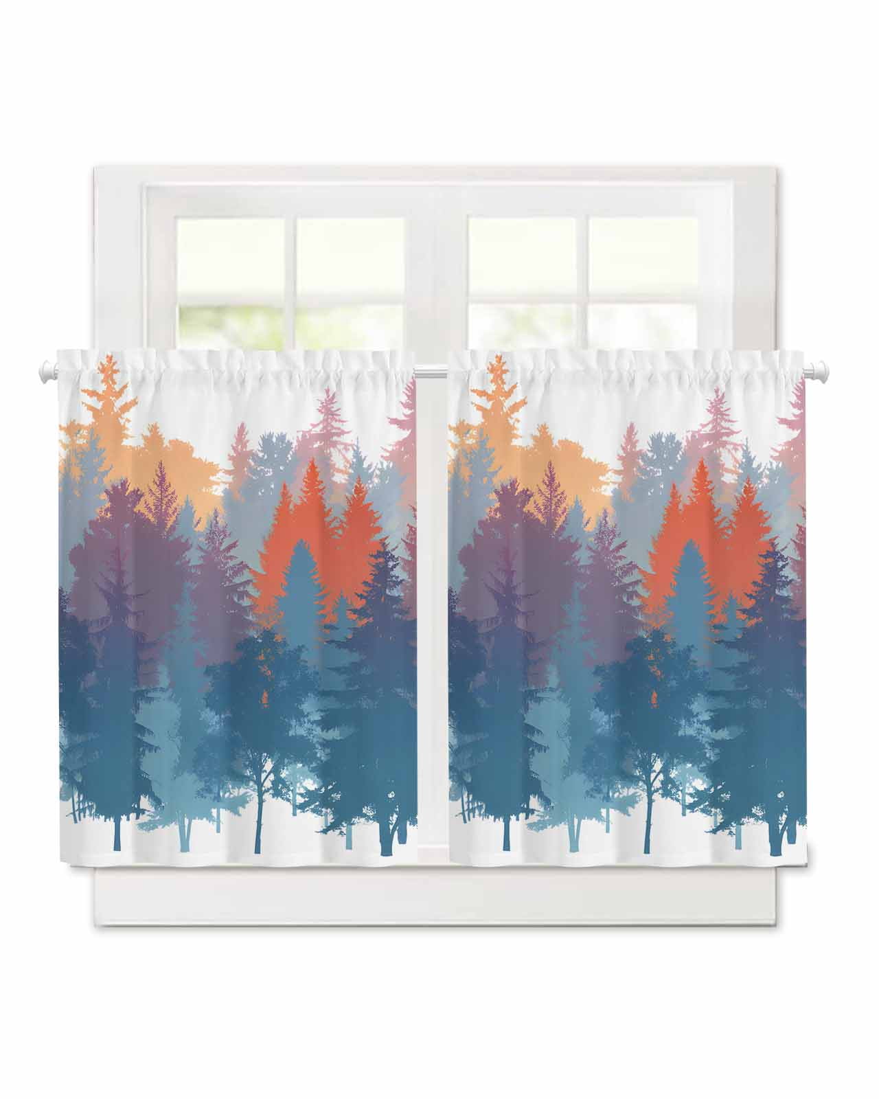 Abstract Trees Forest Silhouette Short Blackout Curtains 36 Inch Long ...