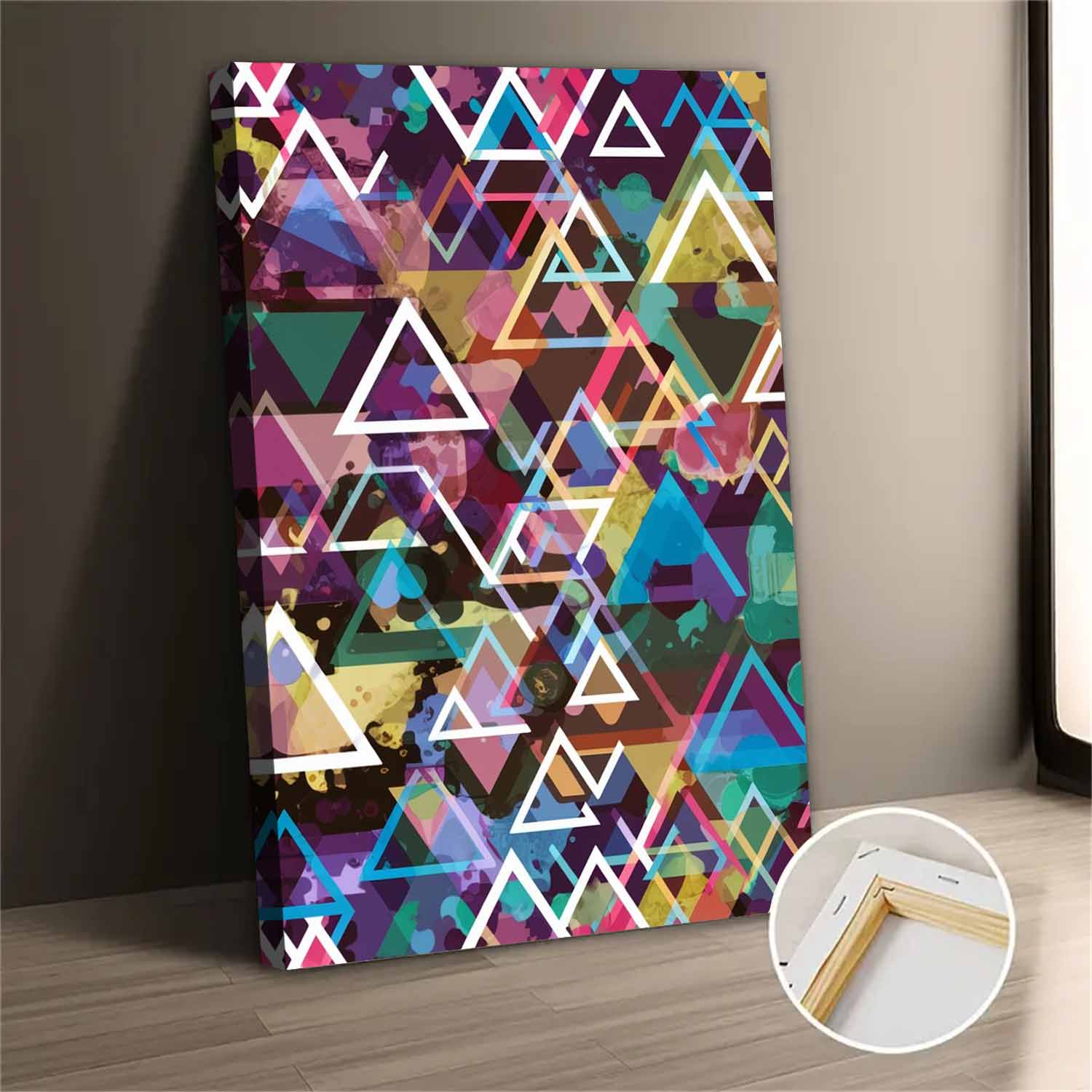 Abstract Triangle Canvas Wall Art Print For Bedroom Living Room ...