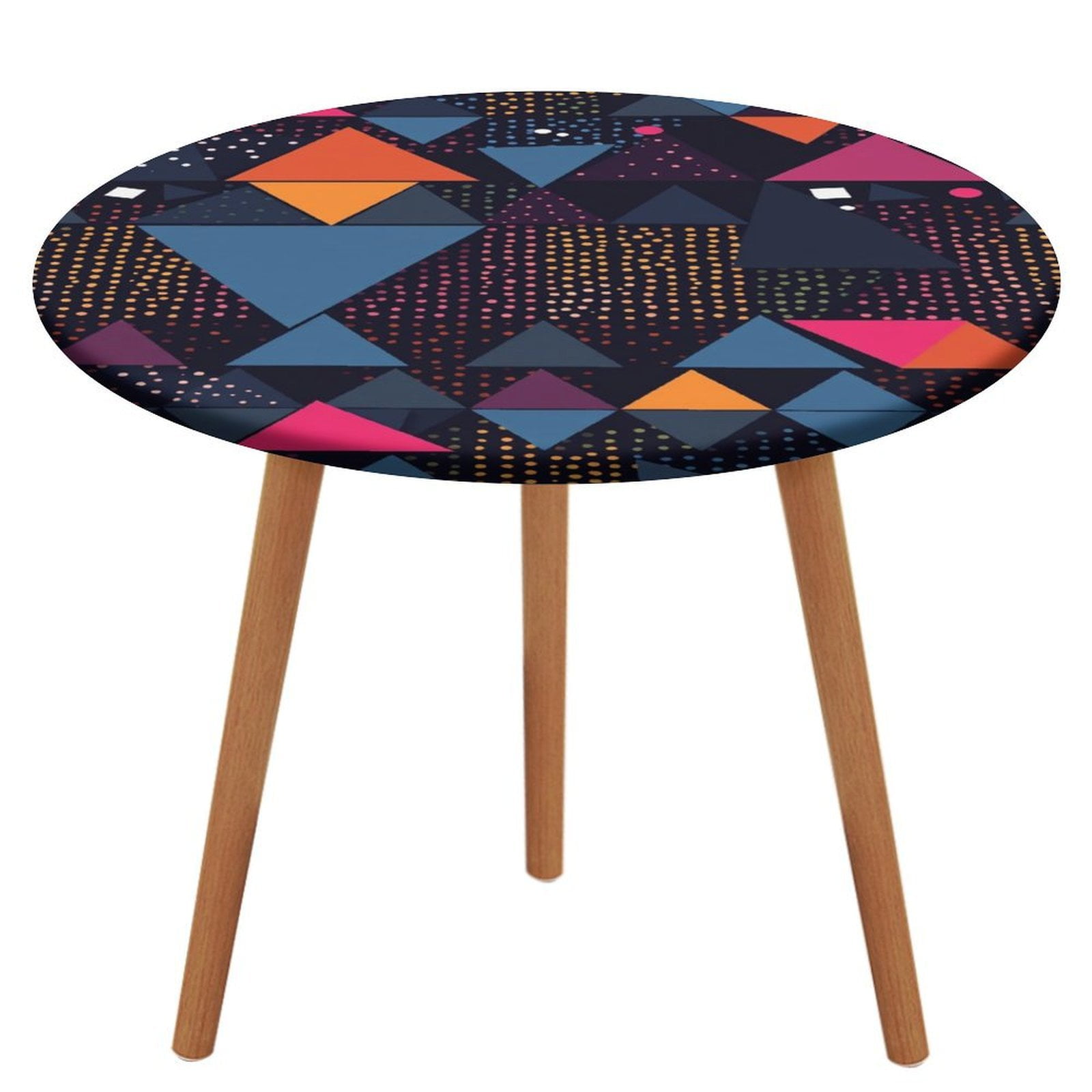 Abstract Triangle Pattern Elastic Round Table Cloth Fitted Backed ...