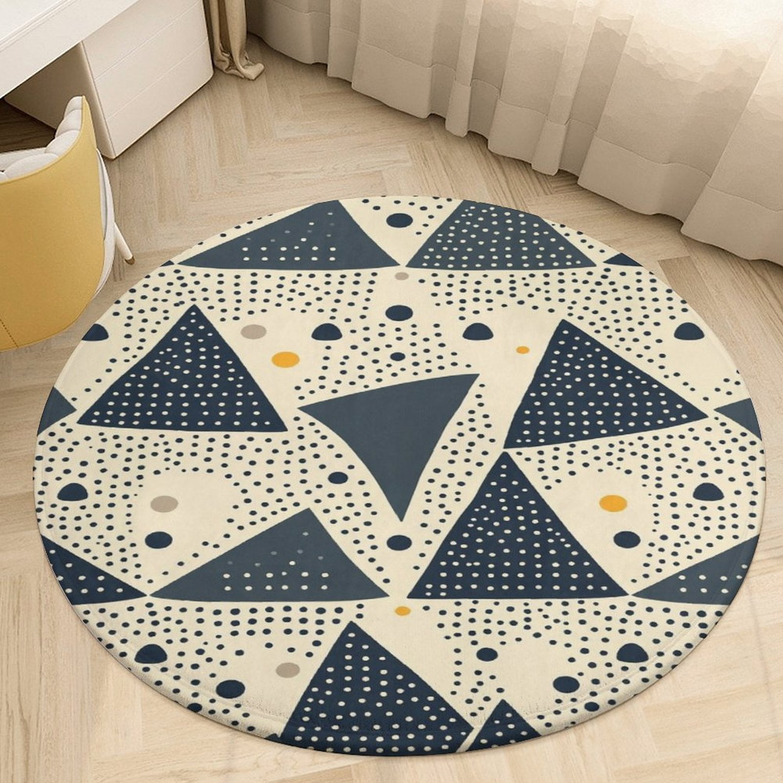 Abstract Triangle Pattern Round Carpet Circle Rug Outdoor Patio Area ...