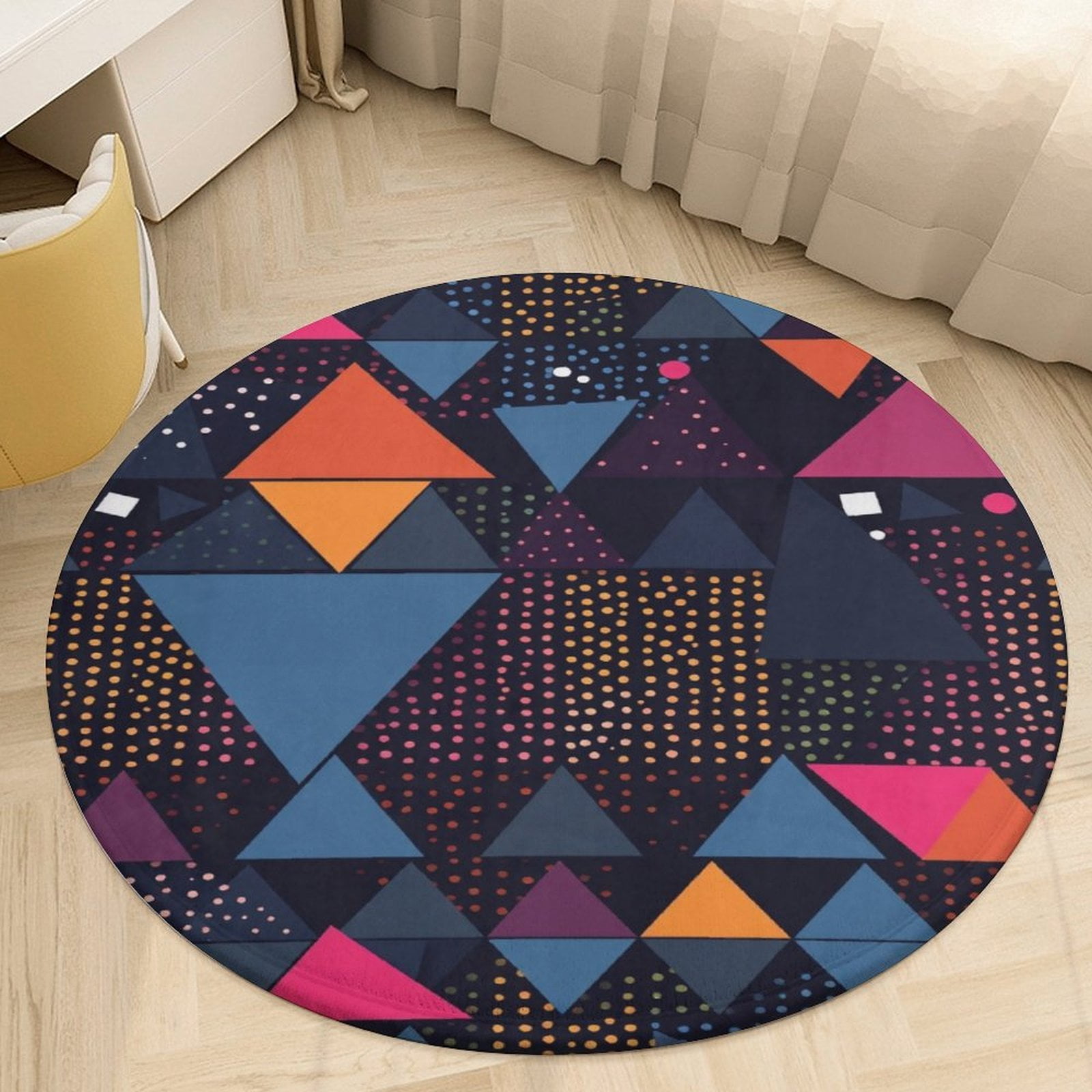 Abstract Triangle Pattern Round Carpets Modern Living Room Ration Rugs ...
