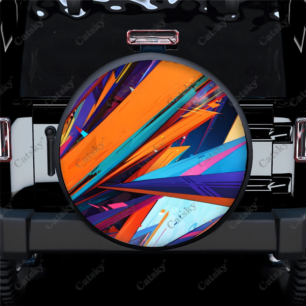 Abstract Triangles And Squares Polyester Universal Spare Wheel Tire ...