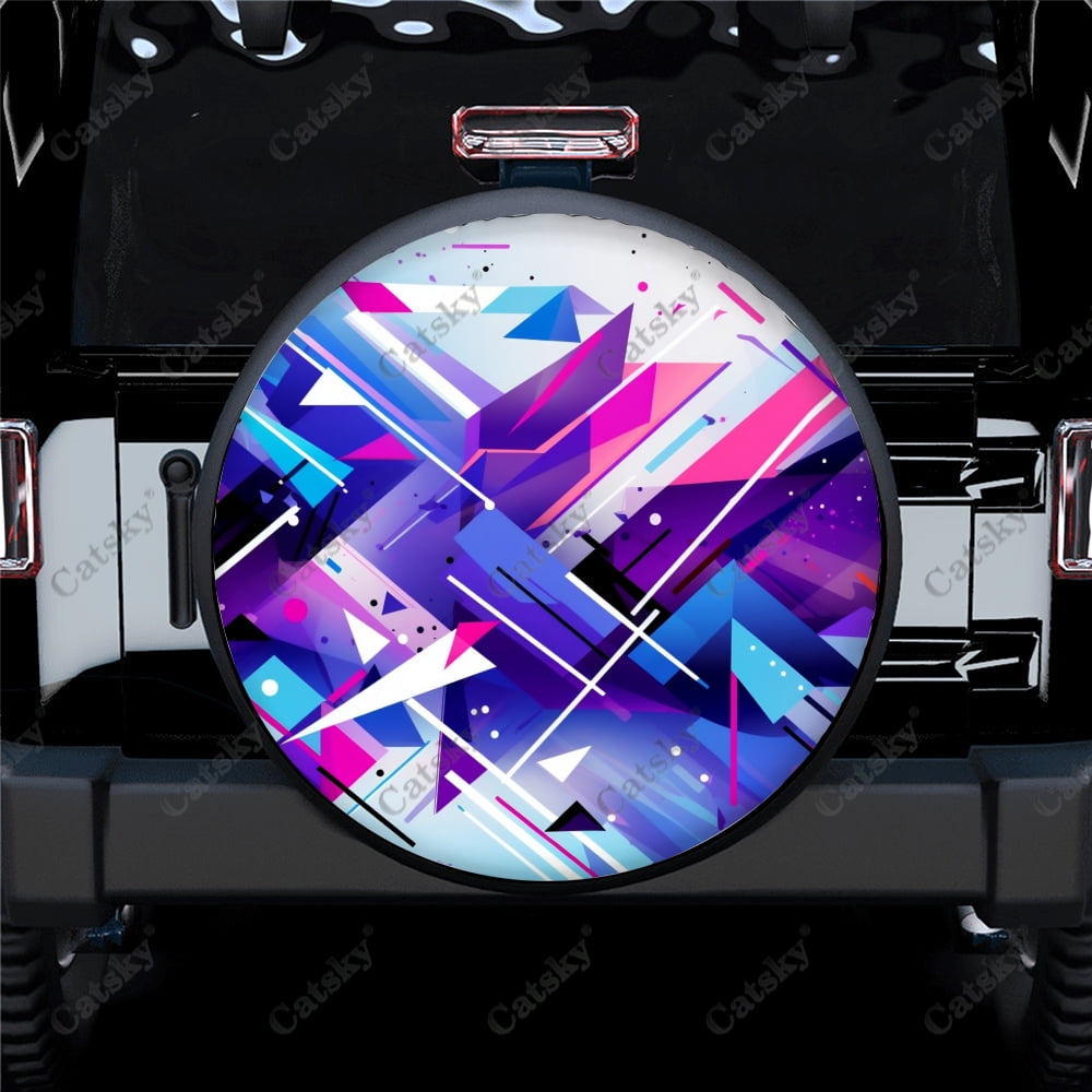 Abstract Triangles And Squares Polyester Universal Spare Wheel Tire ...