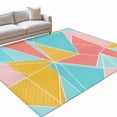 Abstract Triangles Area Rugs 4x6ft Art Pastel Mosaic Minimalist Pink ...