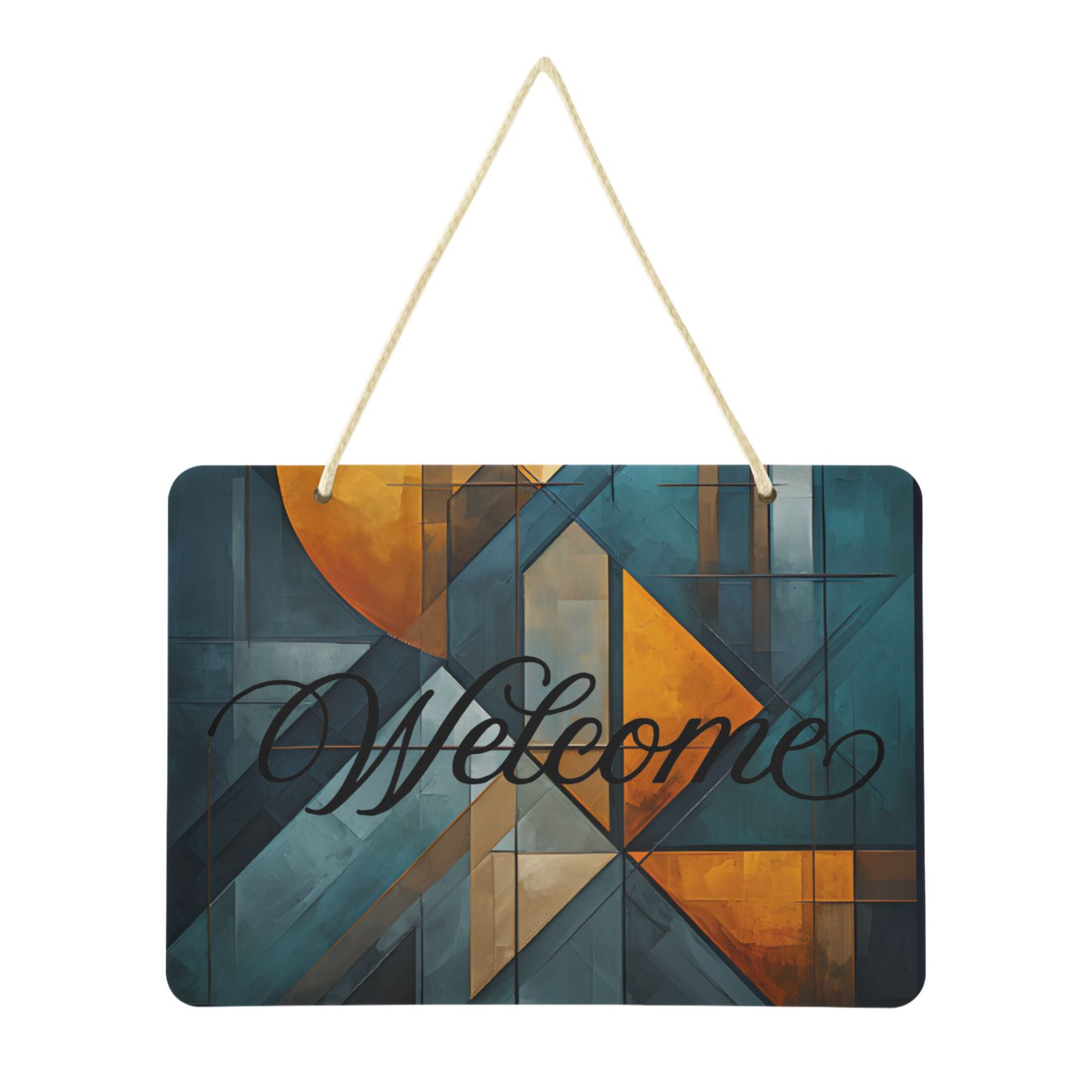 Abstract Triangles and Squares Welcome Sign Front Door PVC 14x10 inch ...