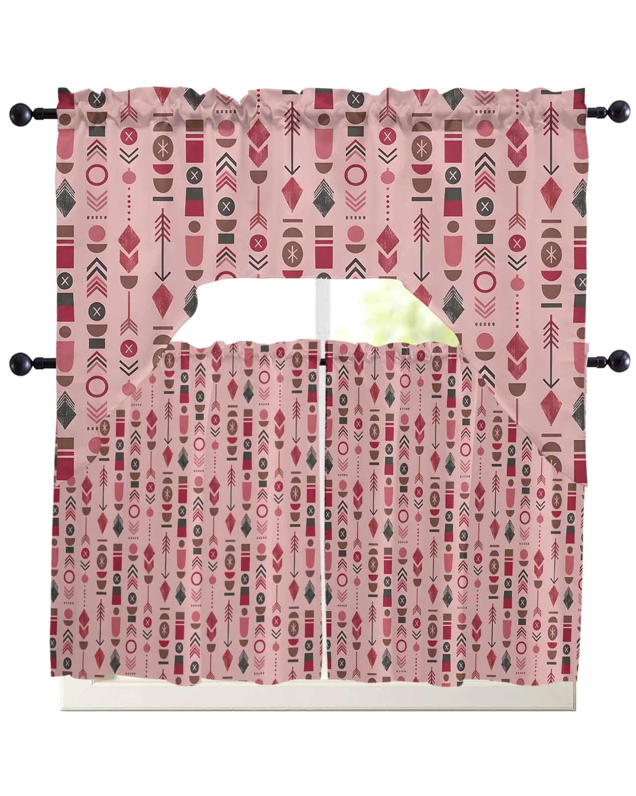 Abstract Tribal Arrows Kitchen Curtains Sets 24 Inch Length with ...