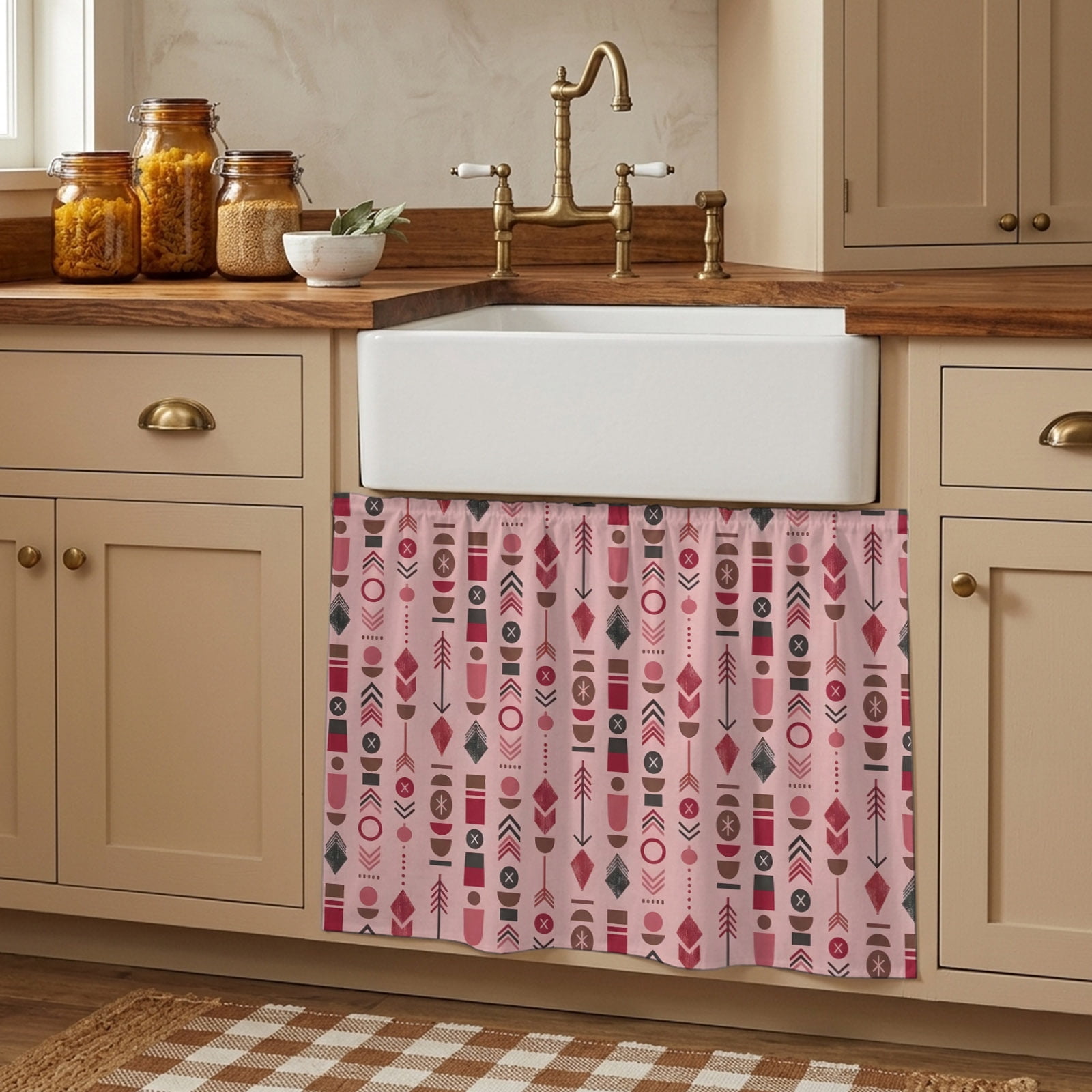 Abstract Tribal Arrows Small Cabinet Curtains 10"W x 11"L, Boho Middle ...
