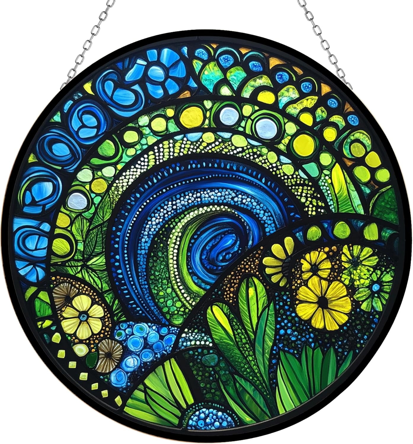 Abstract Tribal Australian Aboriginal Art Stained Glass Window Hanging ...