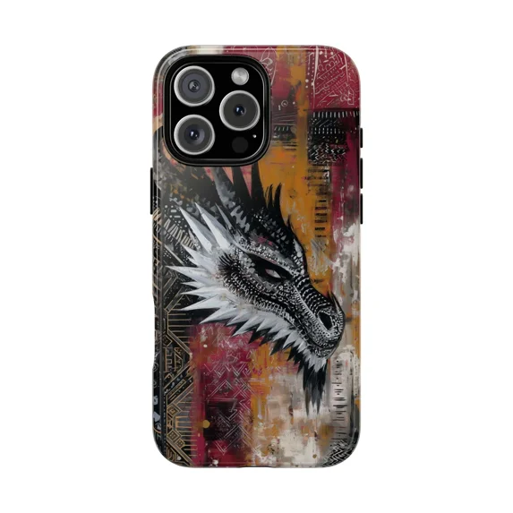 Abstract Tribal Dragon Symbol Art iPhone Case with iPhone 17 to 11 Pro ...