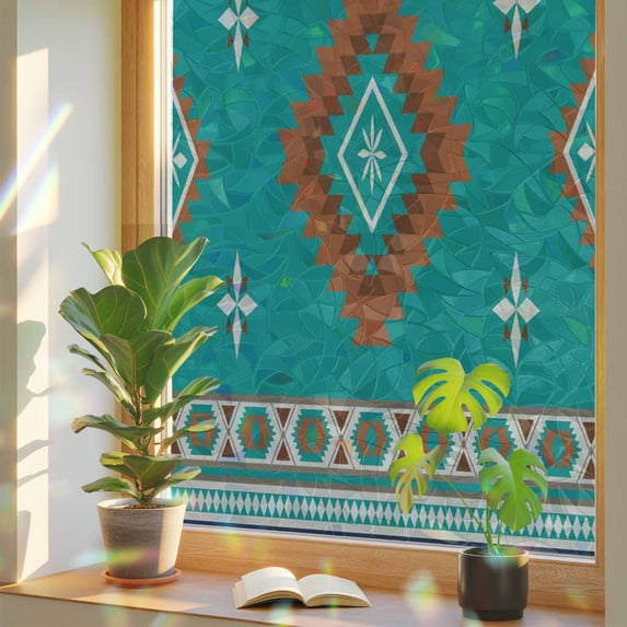 Abstract Tribal Texture Window Privacy Film, Rainbow Film Decorative ...