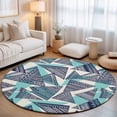 Abstract Tribal Triangle Pattern Round Rug 5ft Rustic Geometric Art ...