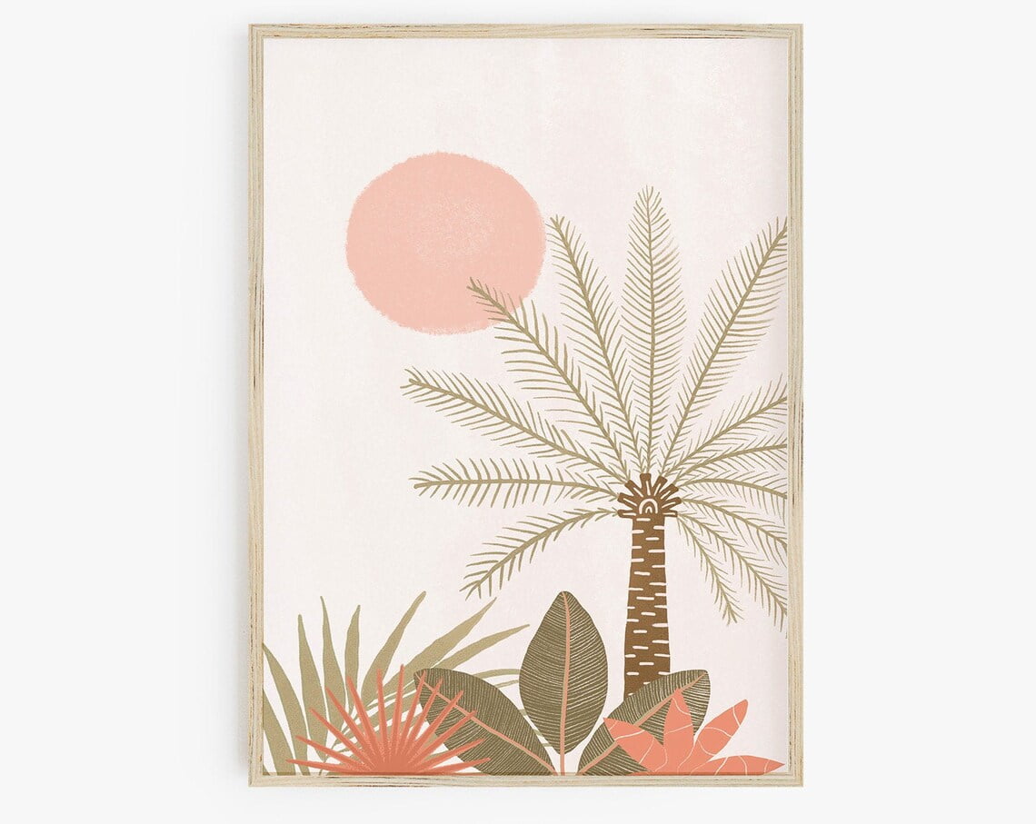 Abstract Tropical Boho Print, Boho Nursery Decor, Neutral Art Print ...