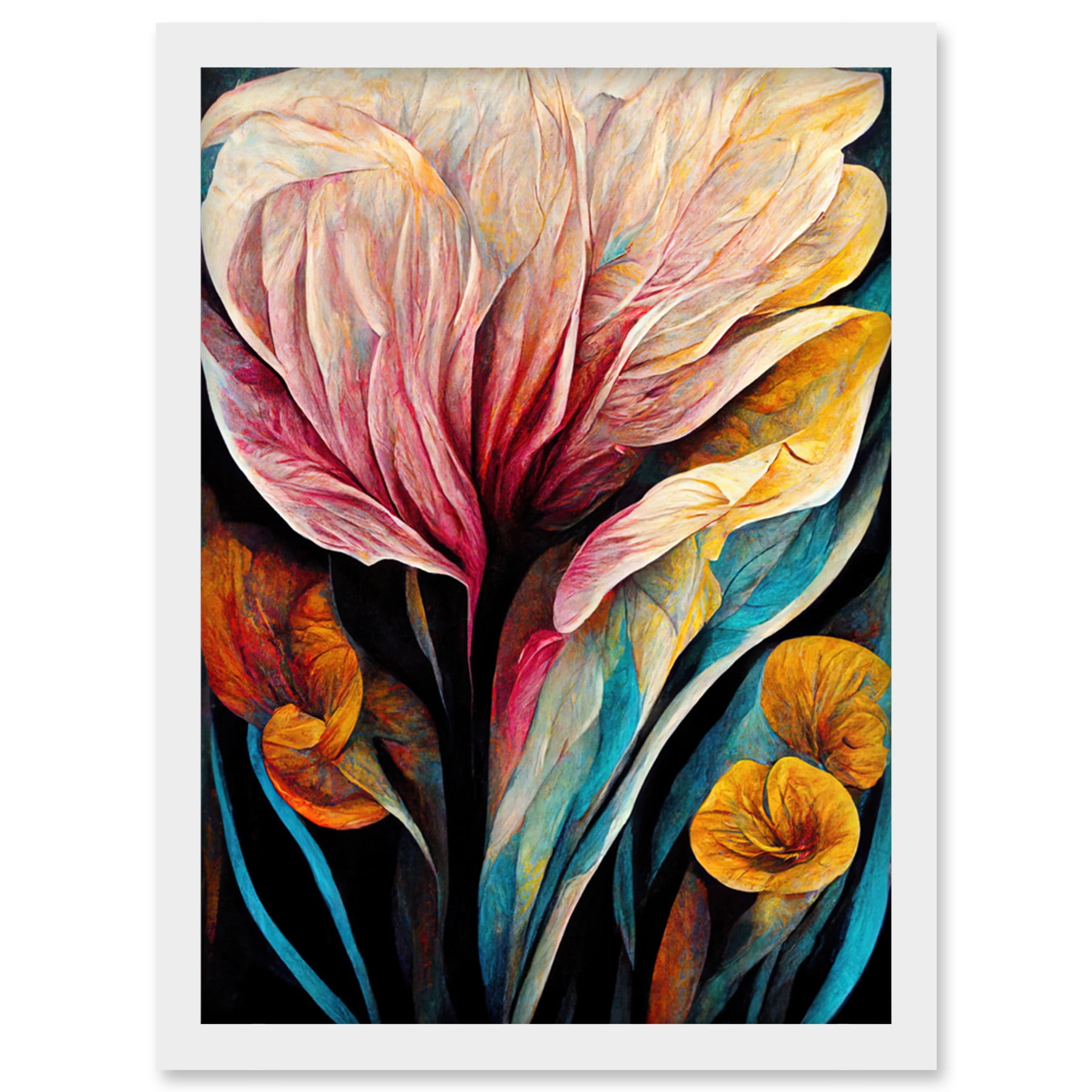 Abstract Tropical Floral Bloom Acrylic Flower Artwork Framed Wall Art ...