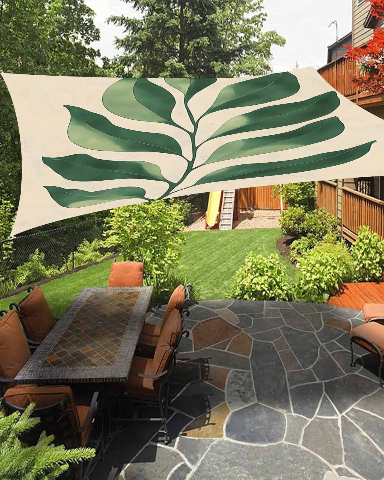 Abstract Tropical Plants Sun Shade Sail 8'X10' Vintage Green Leaves UV ...