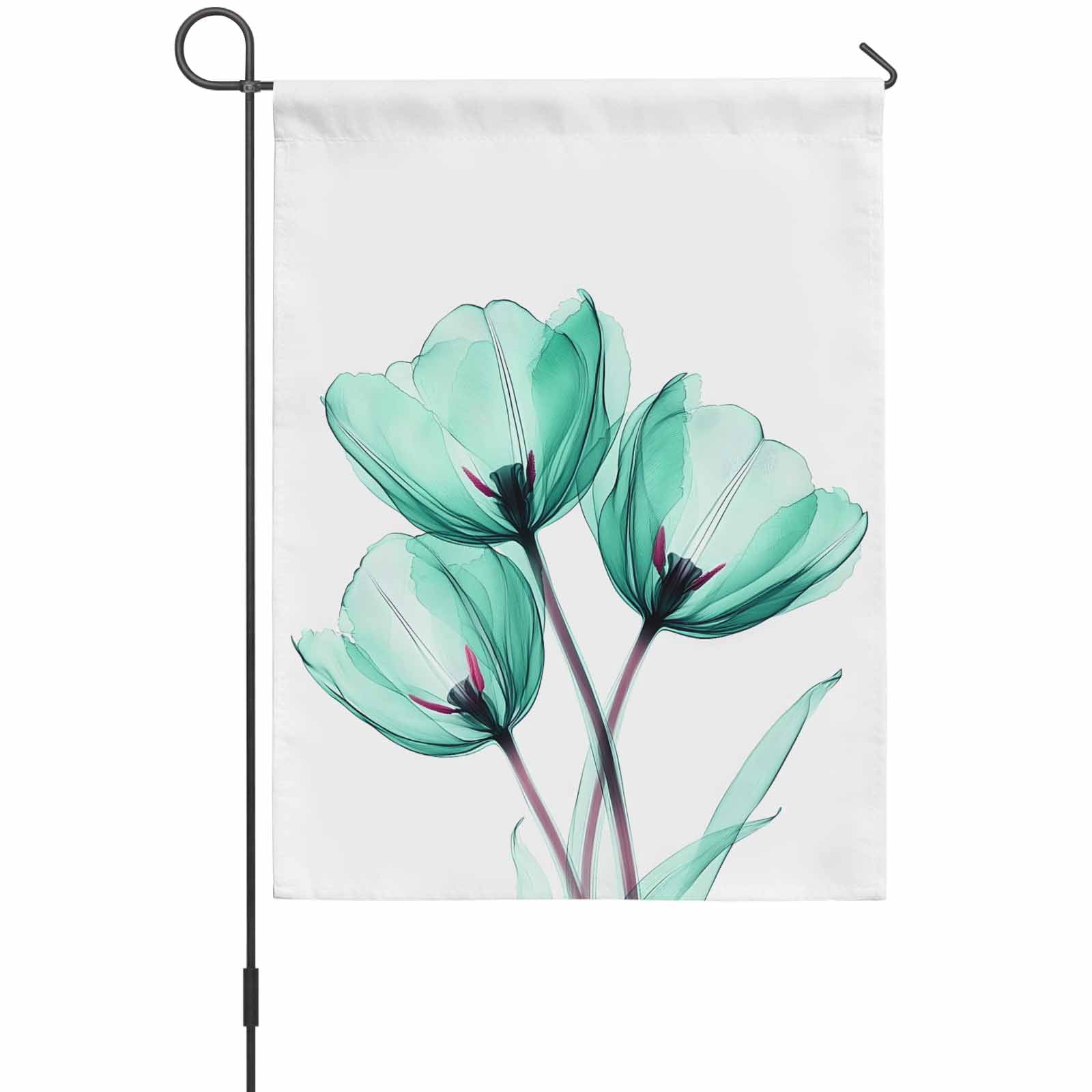 Abstract Tulip Flower Garden Flags For Outdoor, Green Transparent ...