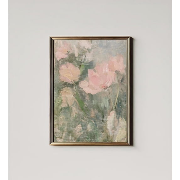 Abstract Tulip Pink Green Botanical Poster, Unframed Size 12x18 ...
