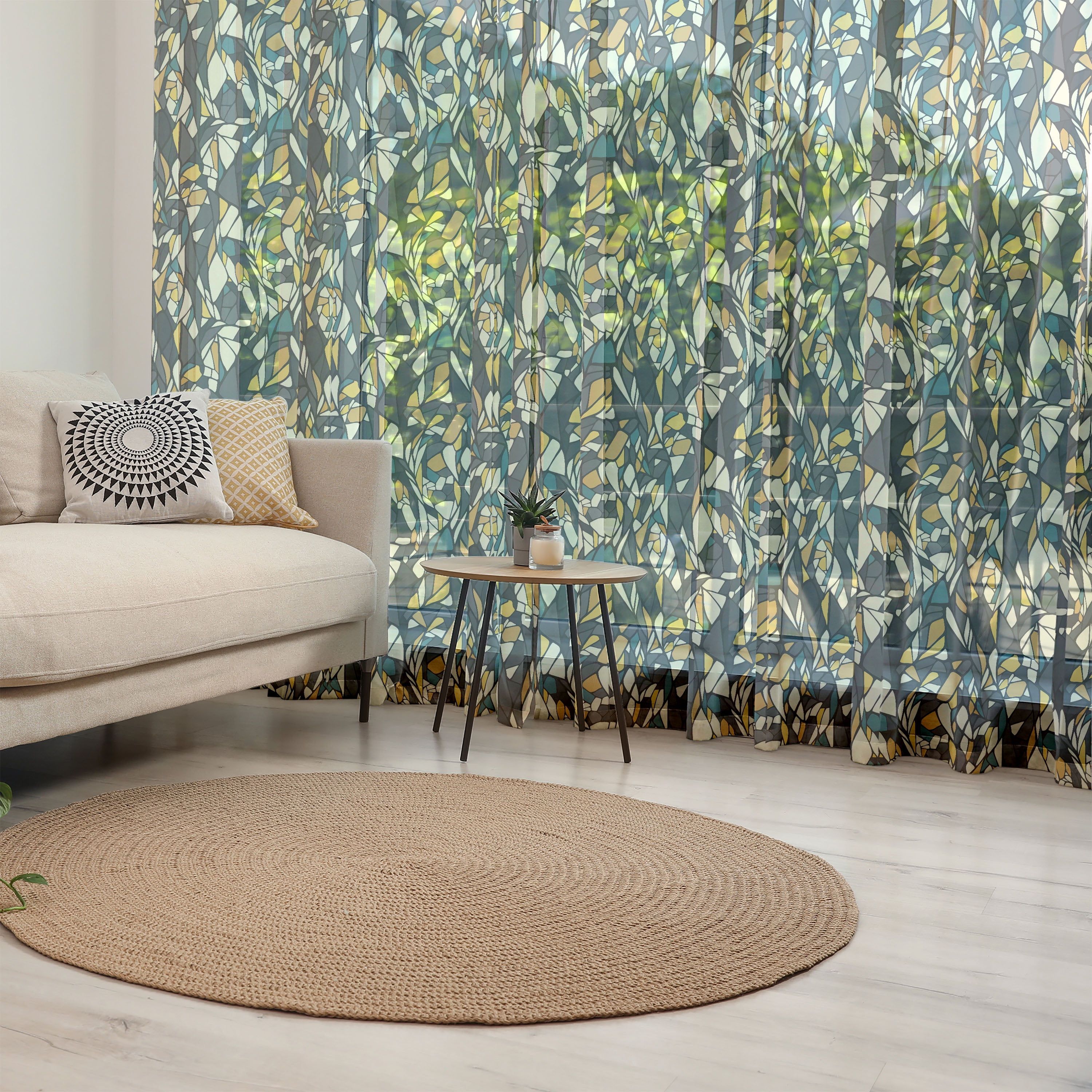 Abstract Tulle Curtains with Rod Pocket, Fractal Formless Trippy Shapes ...