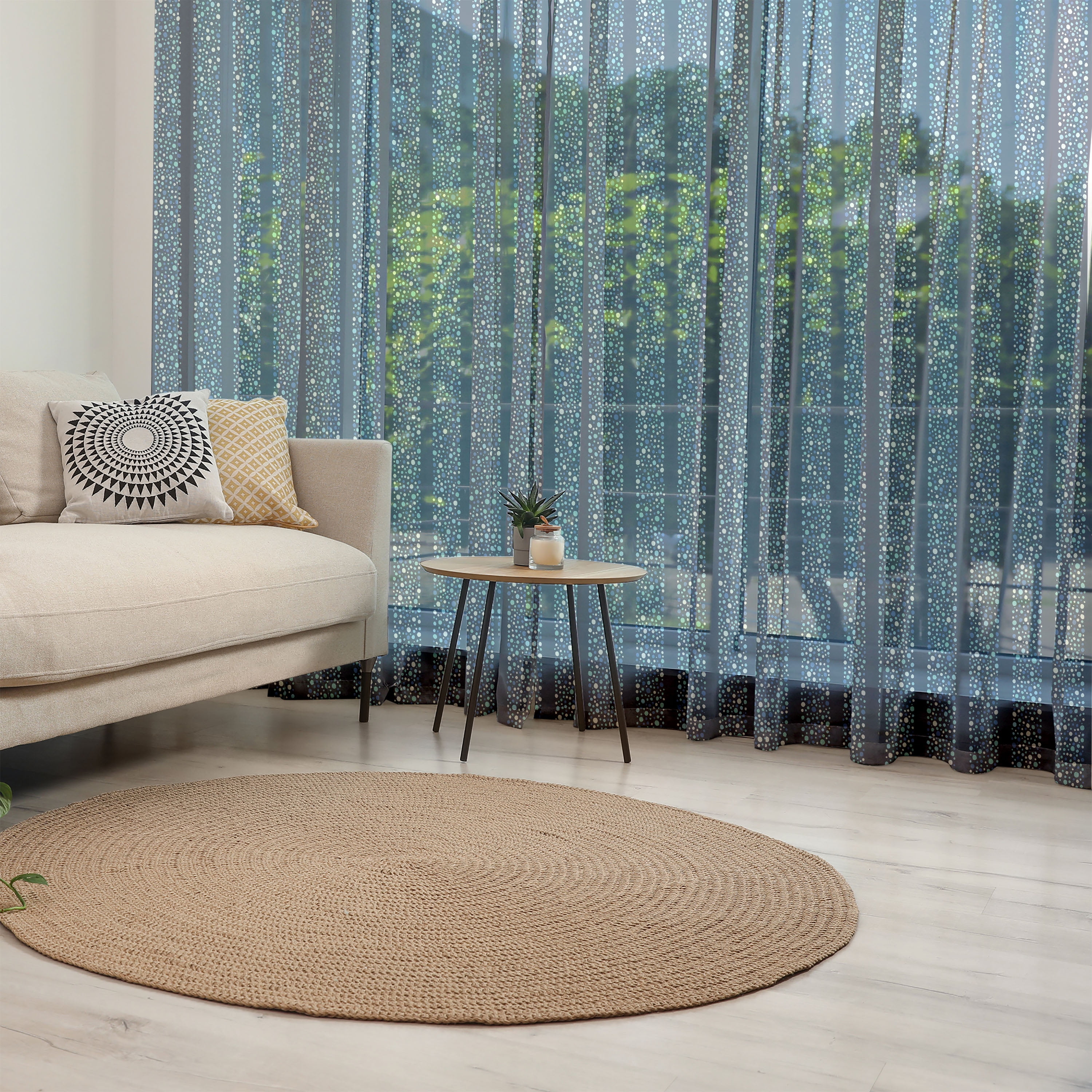 Abstract Tulle Curtains with Rod Pocket, Little Dots Circles in ...