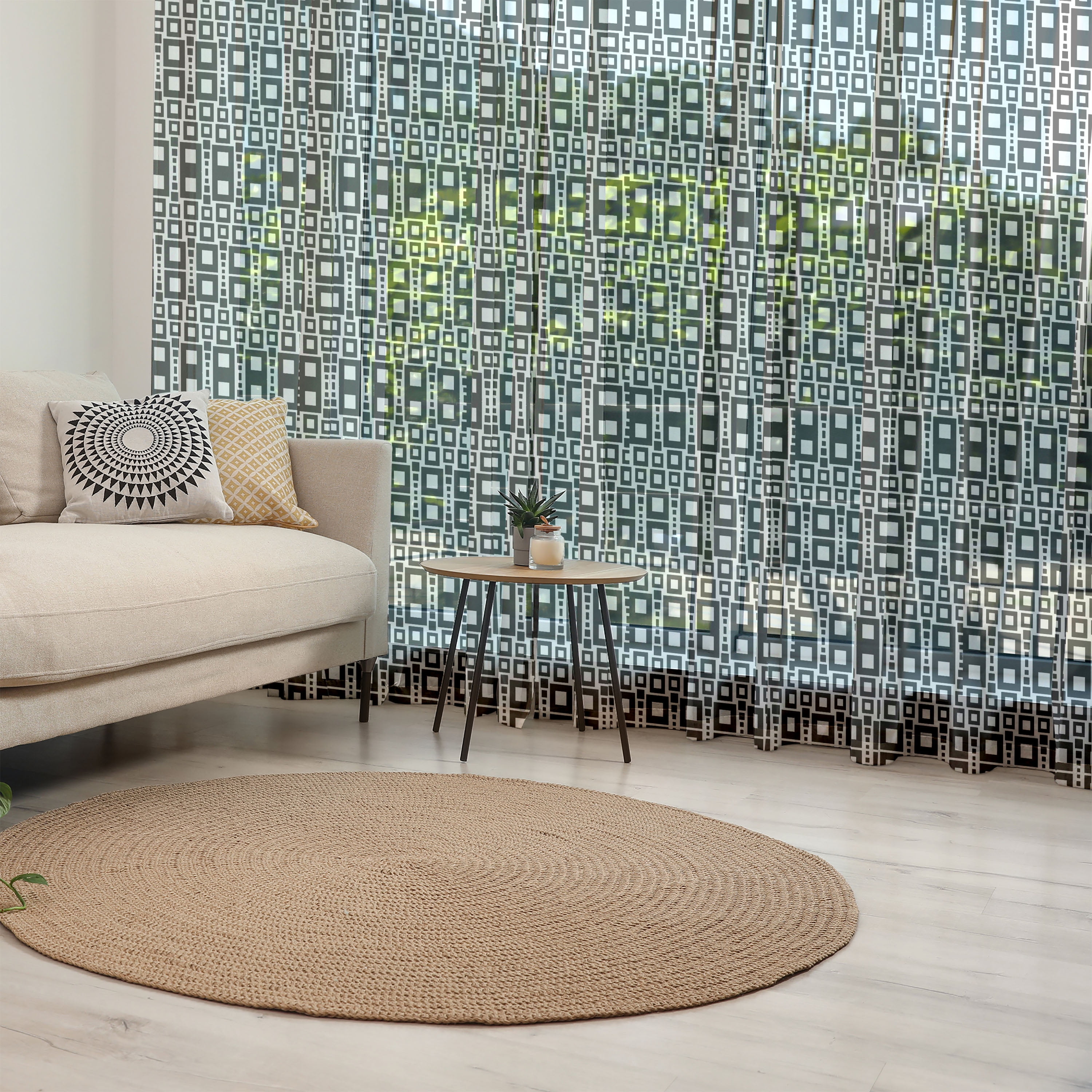 Abstract Tulle Curtains with Rod Pocket, Monochrome Squares of Many ...