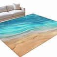 Abstract Turquoise Area Rugs 5x8ft Ocean Beach Waves Lines Gradient ...