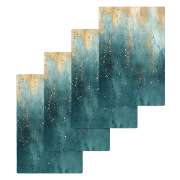 Abstract Turquoise Gold Kitchen Dish Towels for Drying Dishes Set of 4 ...