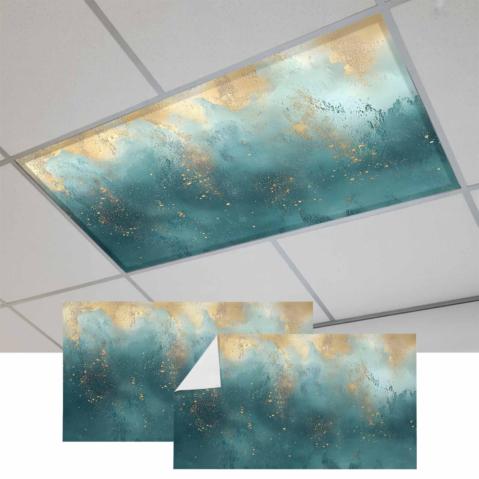 Abstract Turquoise Gold Magnetic Fluorescent Light Covers for Ceiling ...