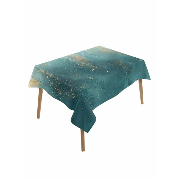 Abstract Turquoise Gold Table Cloth, Modern Minimalist Art Waterproof ...