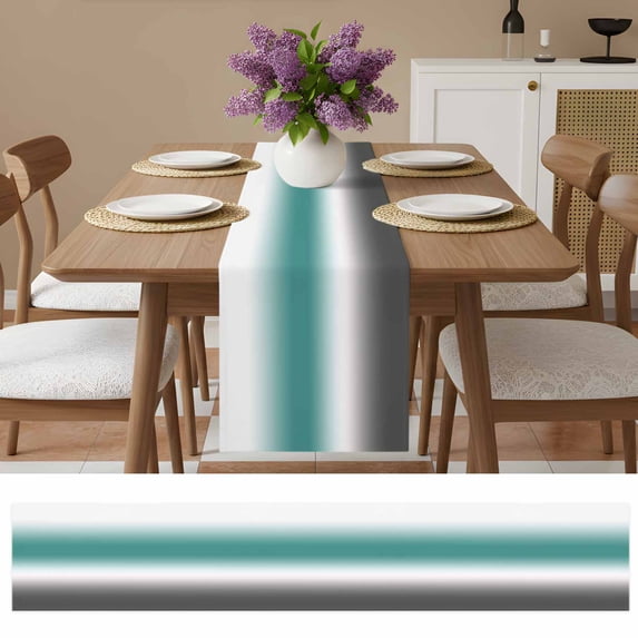 Abstract Turquoise Grey Gradient Table Runner 13x60in Non-Slip Cotton ...