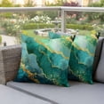 Abstract Turquoise Marble Texture Waterproof Throw Pillow Covers Set of ...