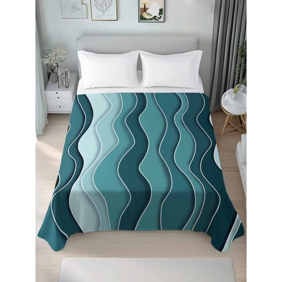 Abstract Turquoise Moire King Size Flat Sheet, Wrinkleproof & Fadeproof ...