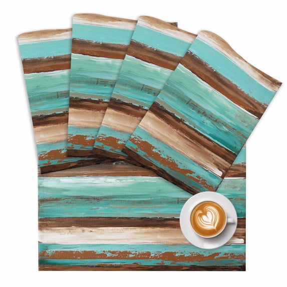 Abstract Turquoise Placemats Set of 1 and Brown Gradient Wood Board ...