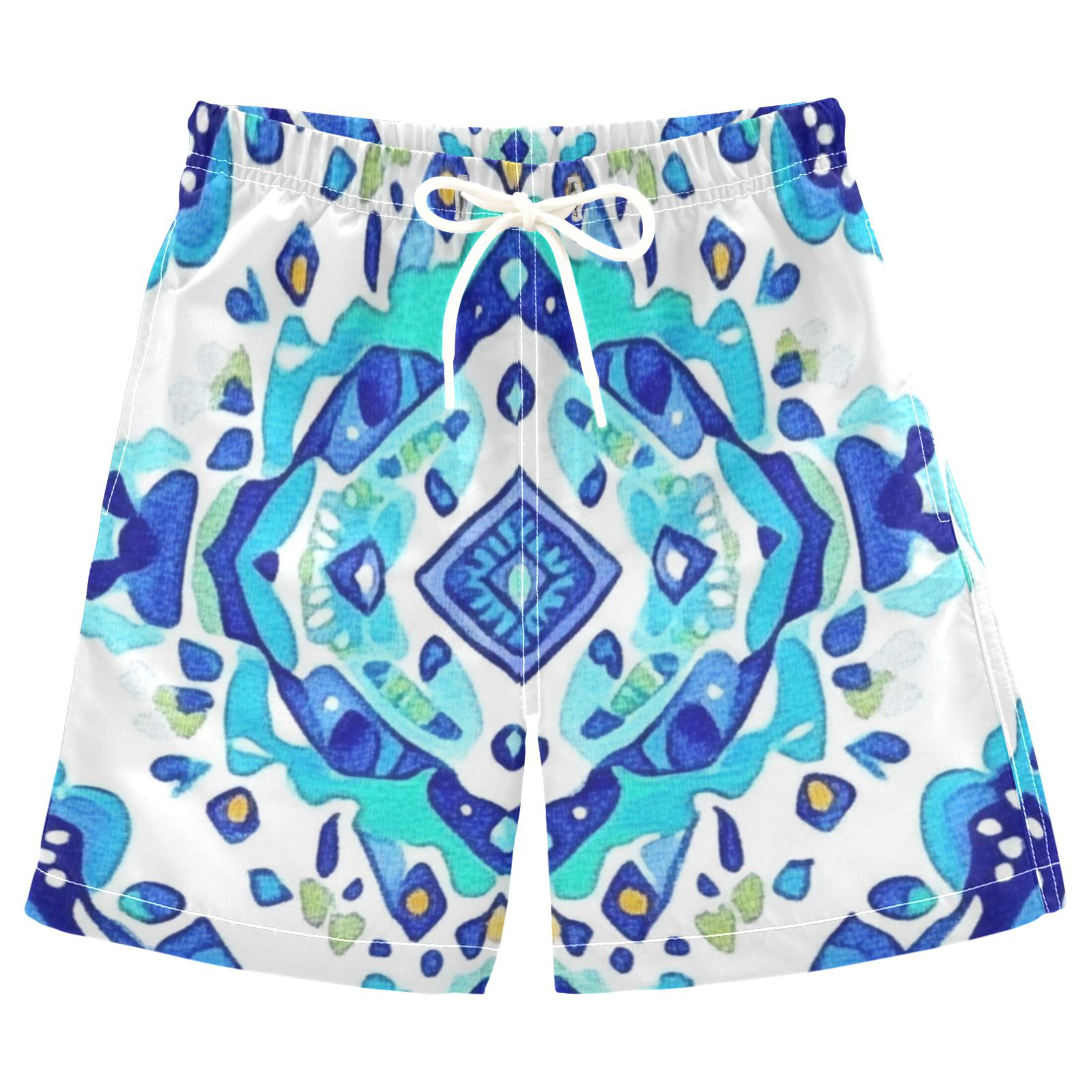 Abstract Turquoise Rhombus Boys' Beach Pants Board Shorts Swim Trunks ...