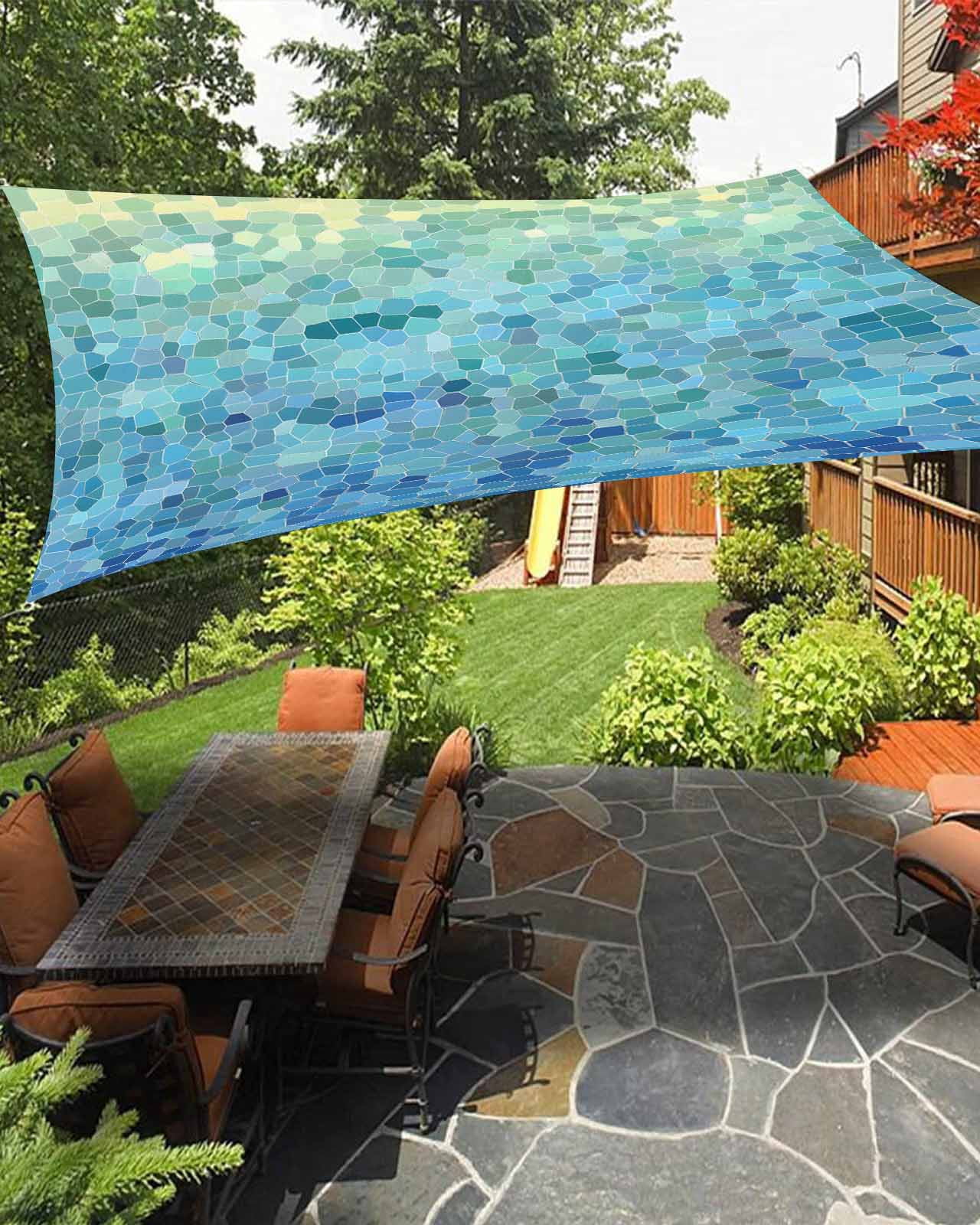 Abstract Turquoise Sun Shade Sail 6.5'X10' Gradient Glass Shard Texture ...