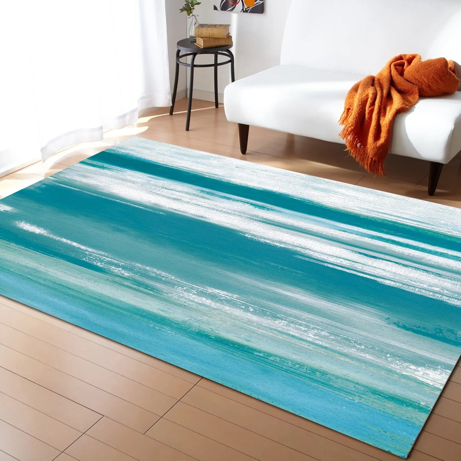 Abstract Turquoise Texture Living Room Floor Mat Children's Room ...