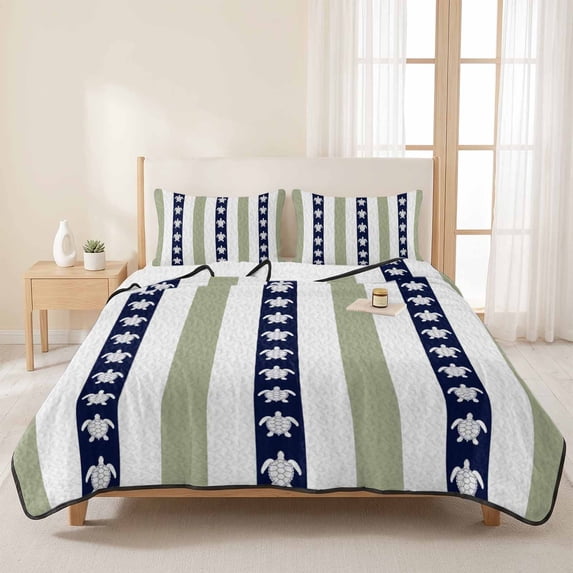 Abstract Turtle Texture Stripes 3 Pieces Quilt Set,1 Quilt with 2 Shams ...